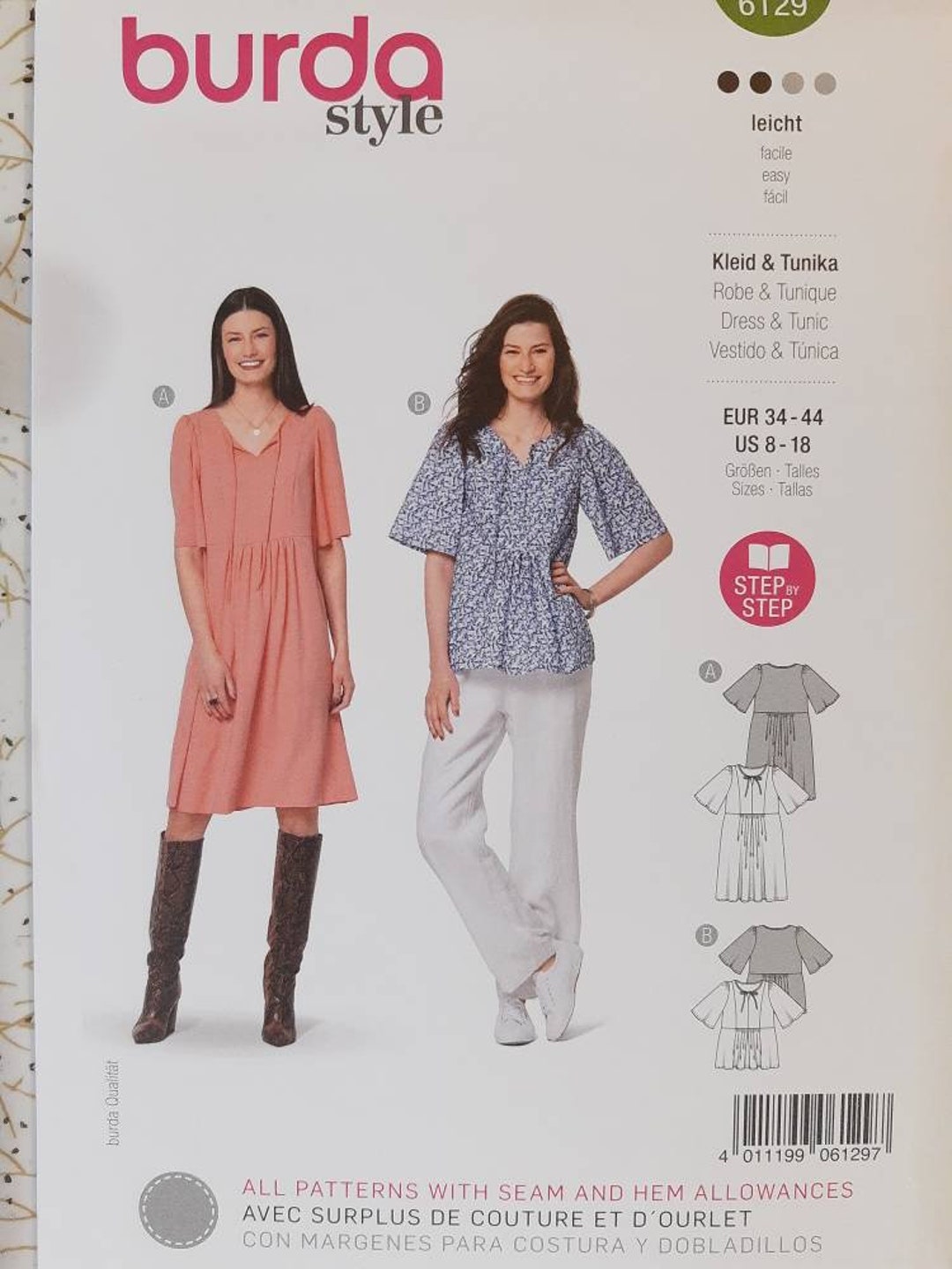 Burda Bohemian Dress Pattern ~ Super Easy Pull-on Dress With Yoke 6129 ...