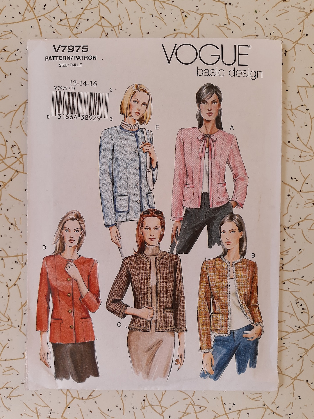 Vogue Pattern 7975 Classic Couture Style Jacket Size 6-10, 12-16 or 18 ...