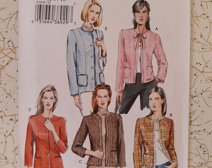 Vogue Pattern 7975 Classic Couture Style Jacket Size 6-10, 12-16 or 18 ...