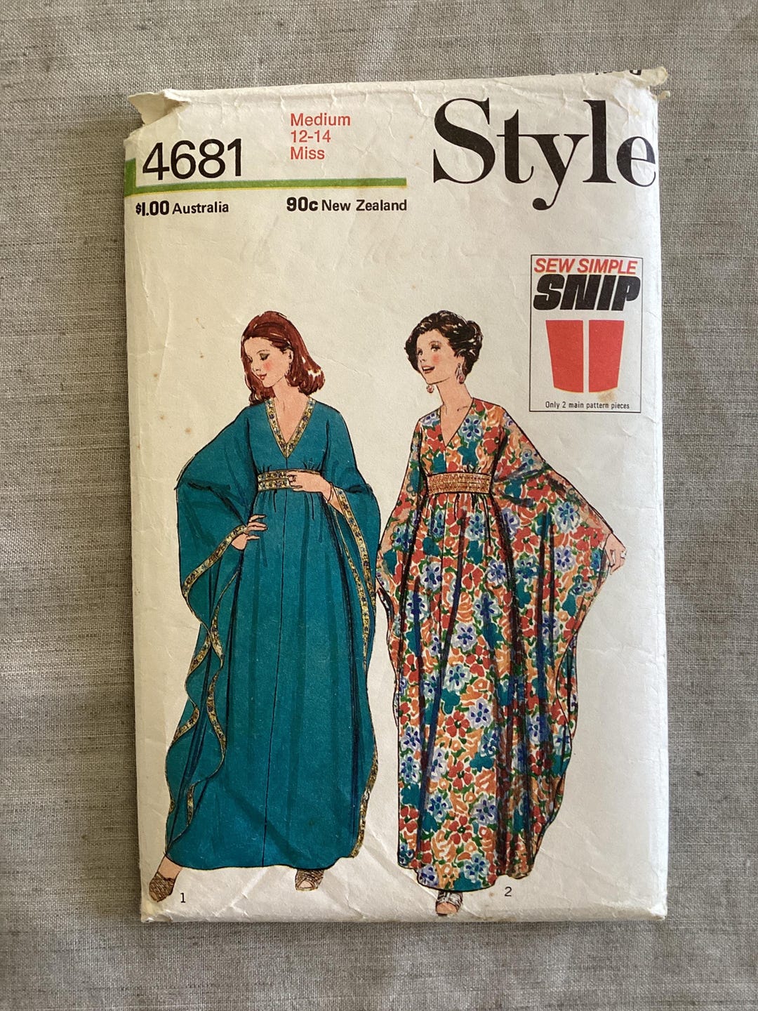 Style Patterns - 1970s Caftan 4681 Size 12-14 - Etsy