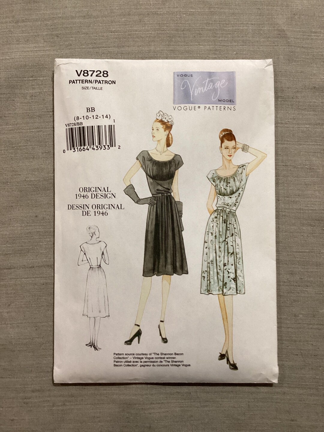 1940s Dress Pattern - Vintage Vogue 8728 - Etsy