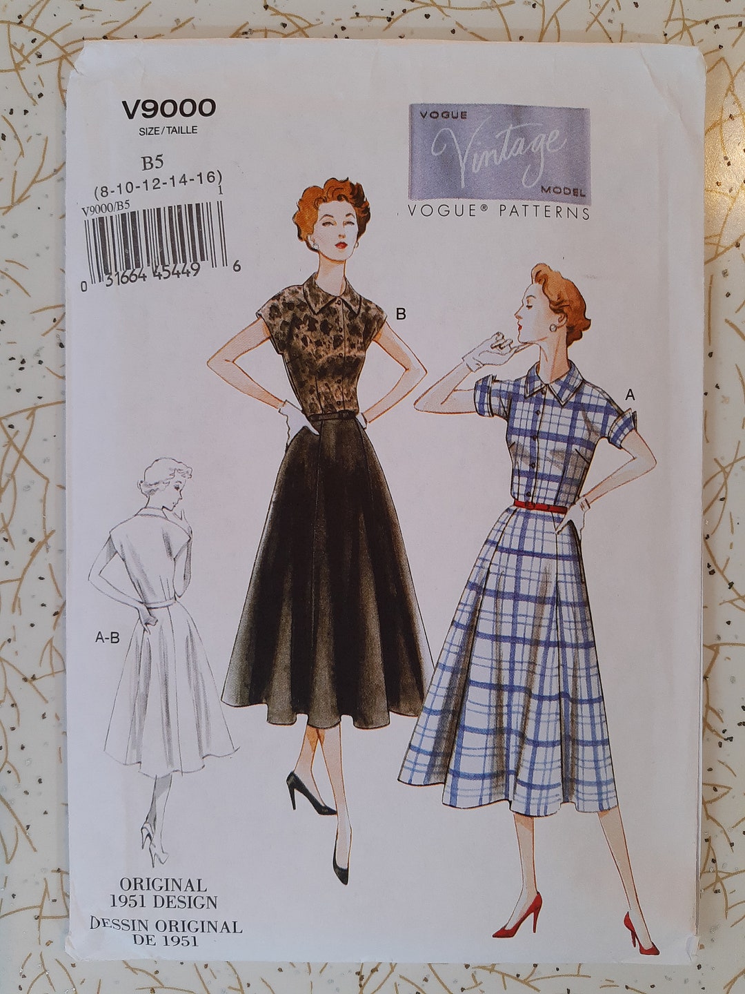 VOGUE VINTAGE MODEL Pattern 9000shirtwaist Dress 1951 Size - Etsy