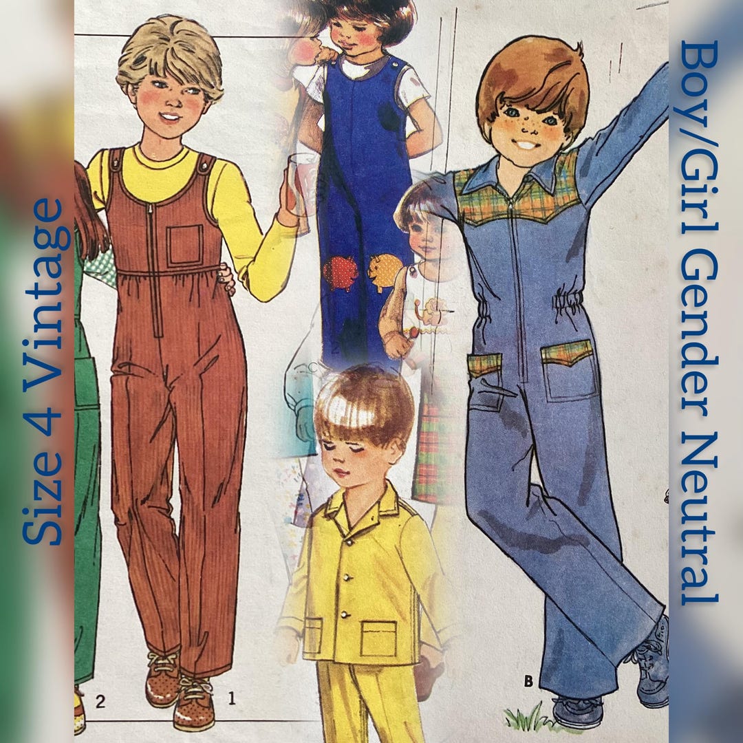 Little Size 4 Vintage Patterns - Boy/girl Gender Neutral - Jumpsuit ...