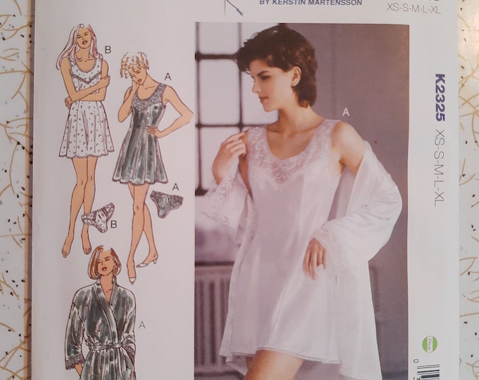New Kwik Sew Robe Chemise Negligee And Panties Pattern 2325 Etsy