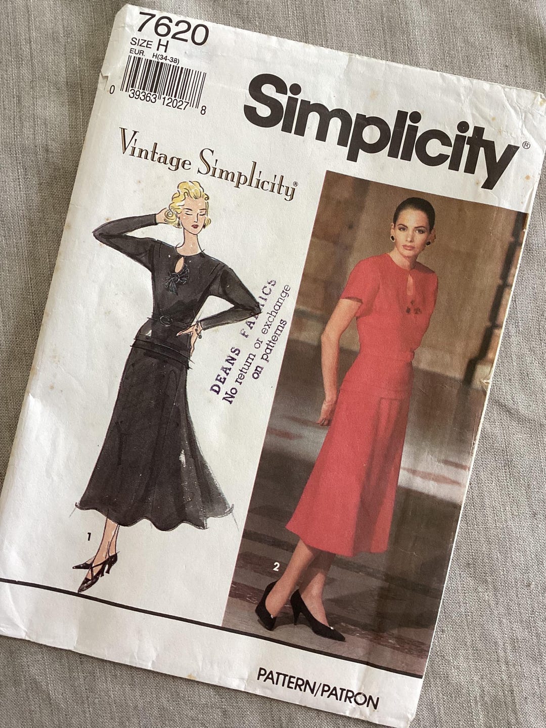 1940s Keyhole Dress Pattern - Vintage Simplicity Early Archive 7620 ...