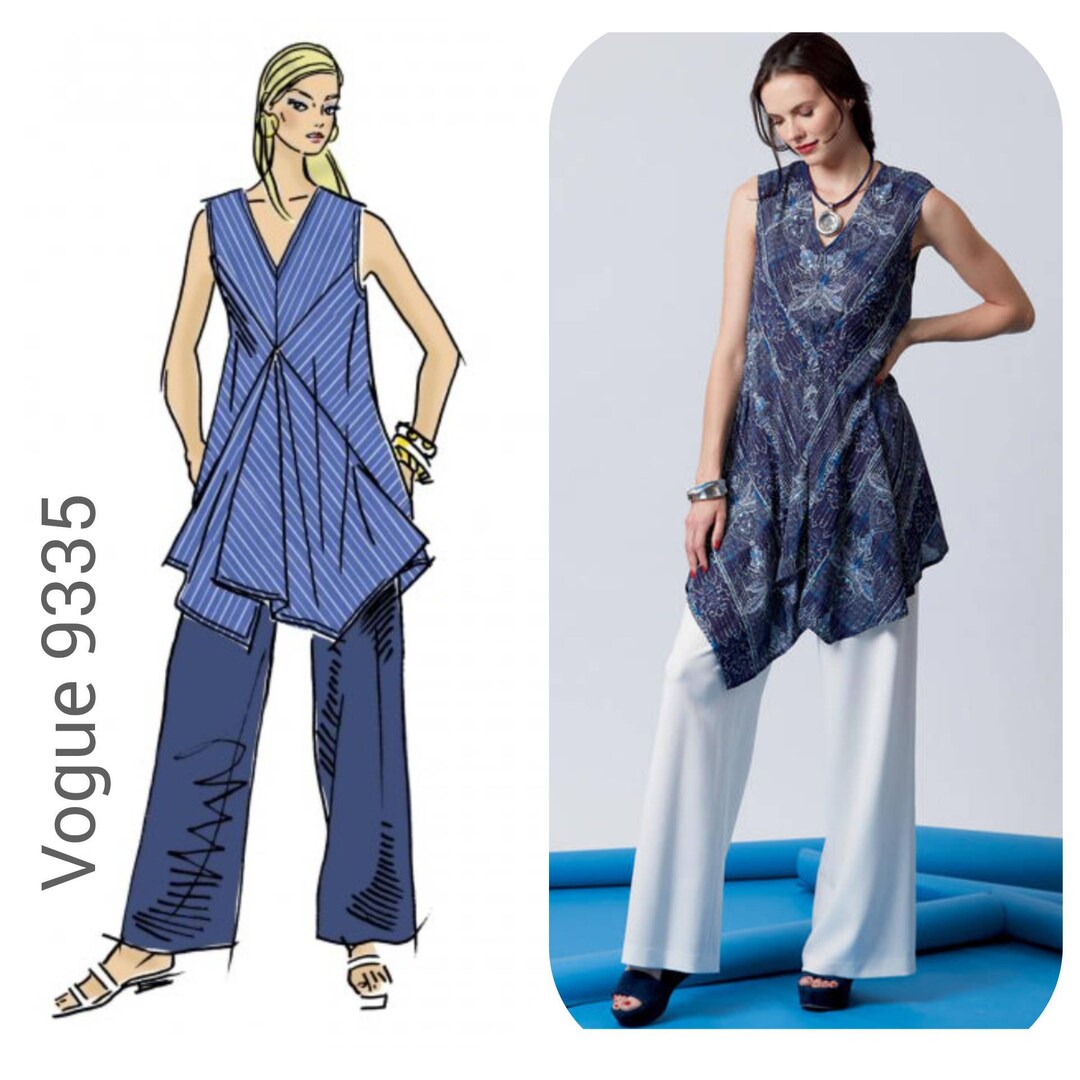 VOGUE PATTERNS 9335 Draped Deconstructed Tunic and Wide Leg Pants Sizes ...