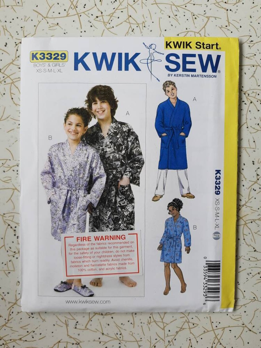 Kwik Sew Kids Dressing Gown Robe Pattern 3329 ~ Child's Multi-sized ...