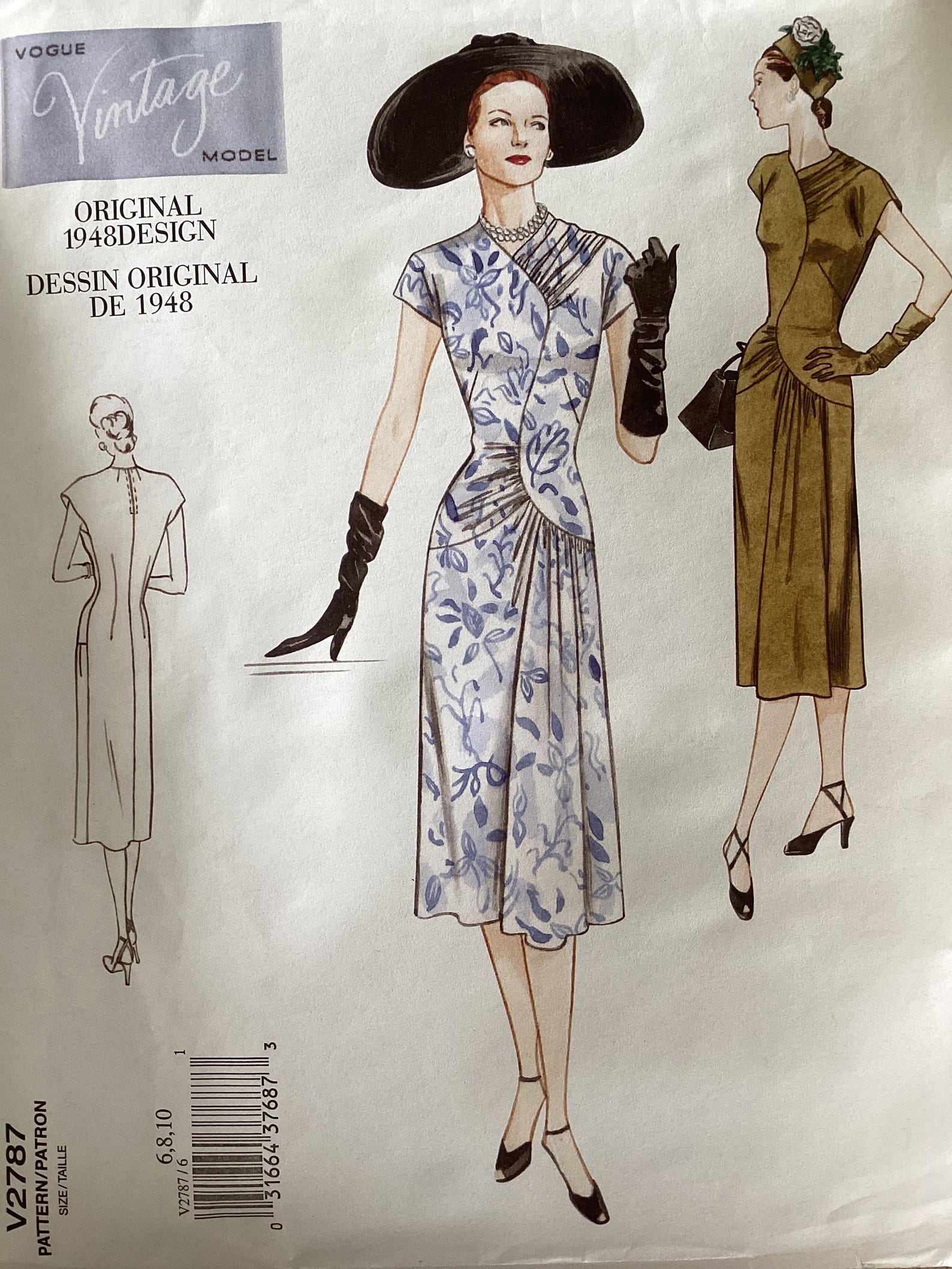 Vogue Vintage Model ~1948 Original Design Couturier Dress Pattern ...
