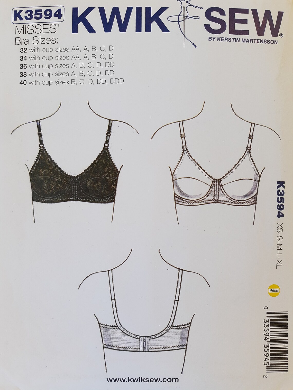 Kwik Sew Bra Pattern 3594 Lingerie Sizes 32 40 Cup Sizes Etsy