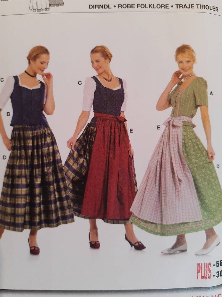 Burda Dirndl Pattern Top Skirt Apron Traditional Folklore | Etsy