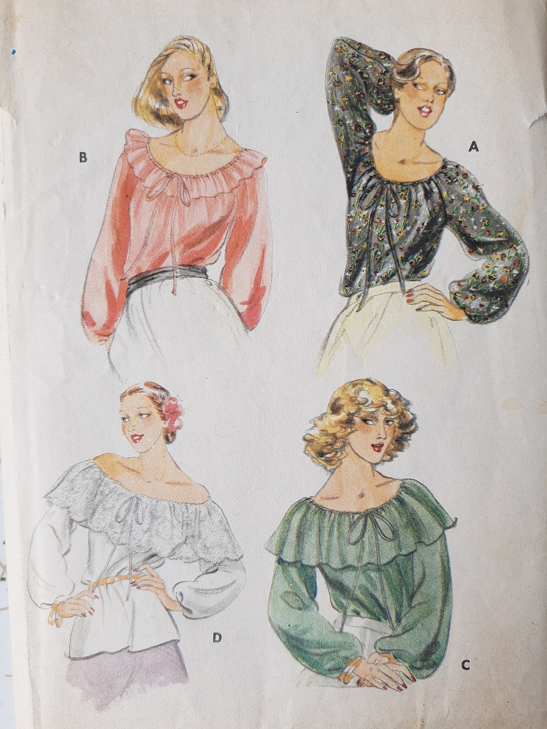 1970s Peasant Blouse Pattern With Ruffle - Butterick 5714 - Size Small ...
