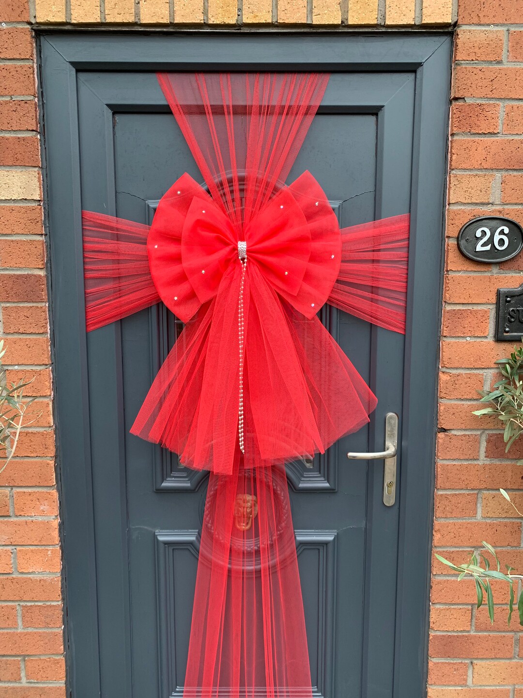 Readymade Red DOUBLE Full Door Bow Adorned With Diamonte - Etsy