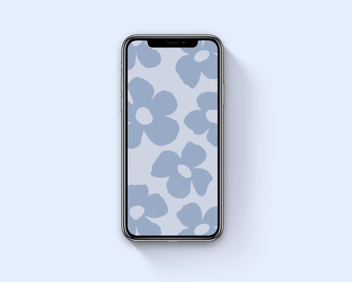 Sky Blue Phone Wallpaper Pack, Dusty Blue Aesthetic Botanical iPhone ...