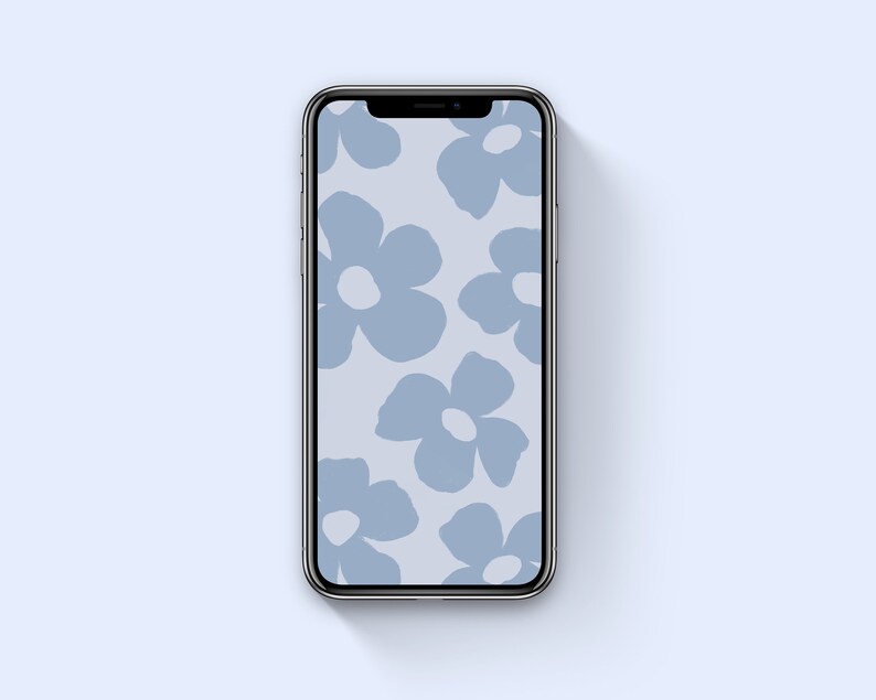 Sky Blue Phone Wallpaper Pack, Dusty Blue Aesthetic Botanical iPhone ...