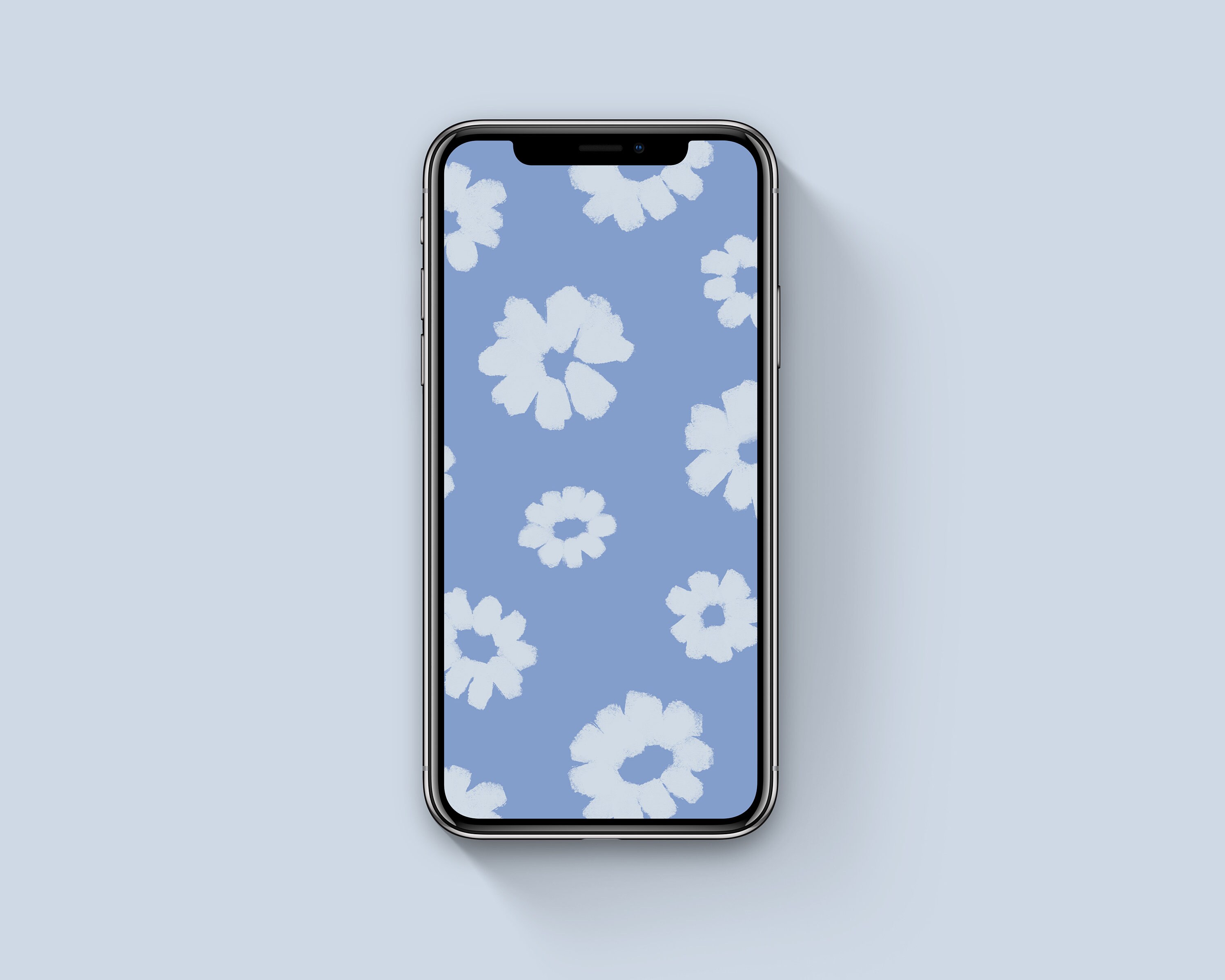 Sky Blue Phone Wallpaper Pack, Dusty Blue Aesthetic Botanical iPhone ...