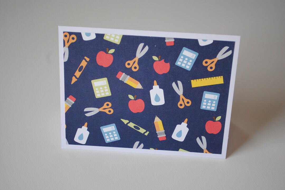 Set of Six School-themed Note Cards. A2 With White Envelopes. - Etsy
