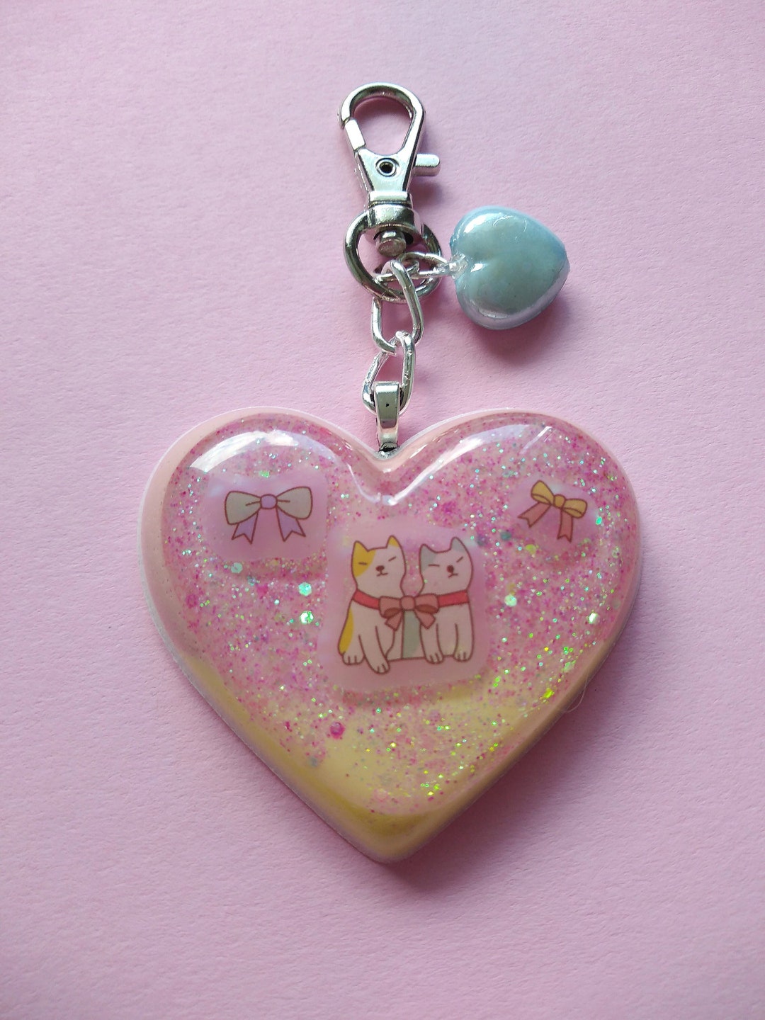 Tied Together! Puffy Heart Keychain - Cast in Resin With Metal Findings ...