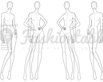 Female Fashion Croquis Template SET 14 Poses | Etsy