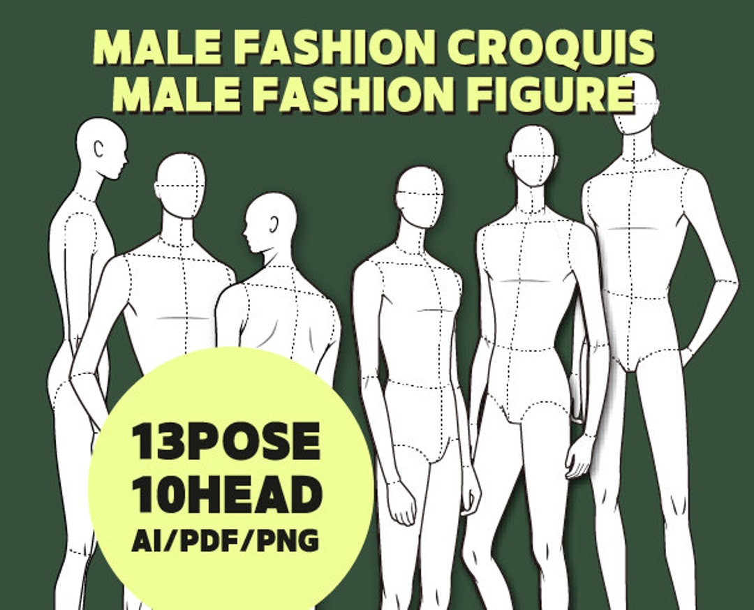 Male Fashion Croquis Template/male Fashion Figure/male Fashion Template ...