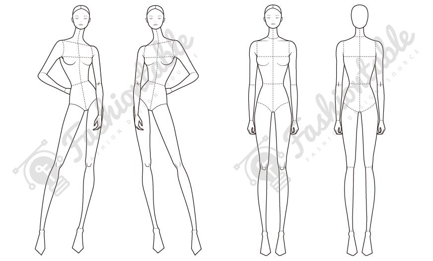 Female Fashion Croquis Template - SET 20 Poses - Etsy