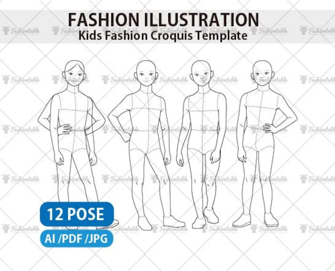Kids Croquis Template 2 Grils - Etsy