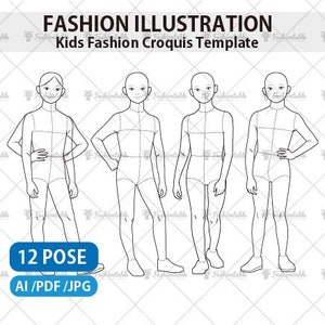Kids Croquis Template 2 Grils - Etsy