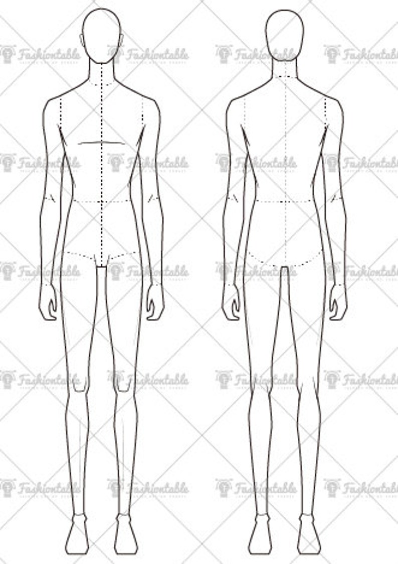 Male Fashion Croquis Template - Etsy