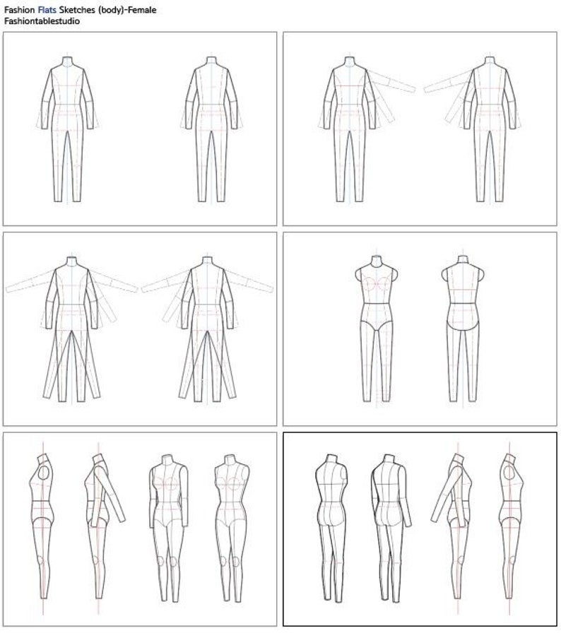 Fashion Flats Templates - Female (body) Technical Drawing Template ...