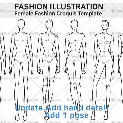 Female Fashion Croquis Template SET 14 Poses | Etsy
