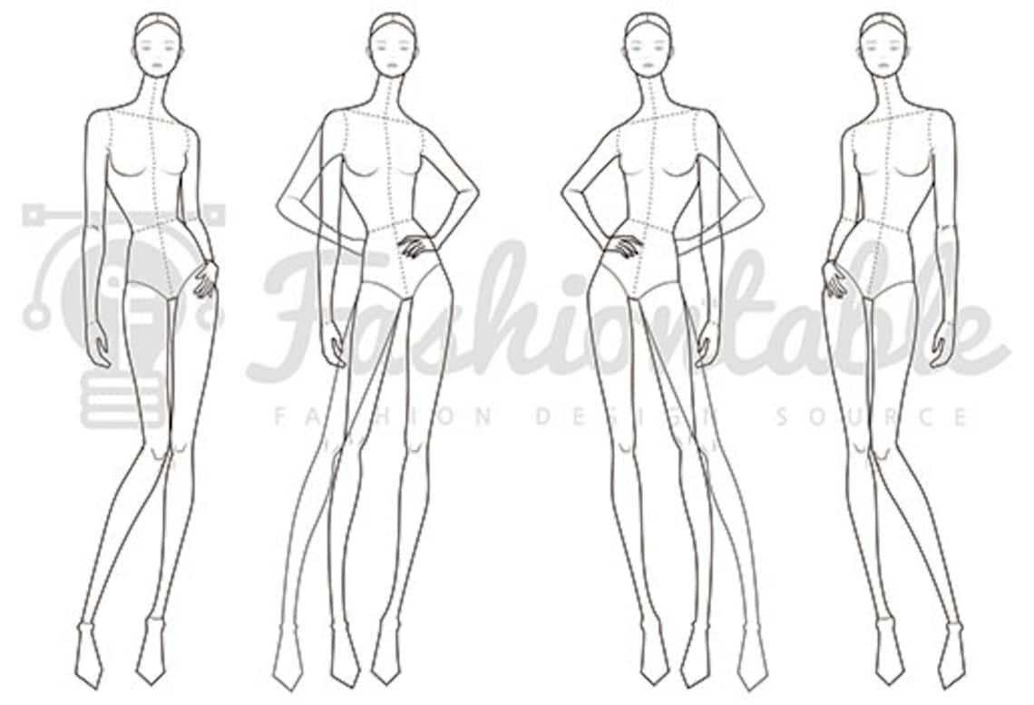Female Fashion Croquis Template - Etsy
