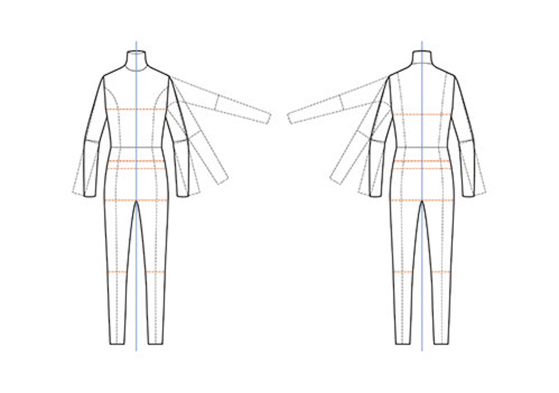 Fashion Flats Templates - Female (body) Technical Drawing Template ...