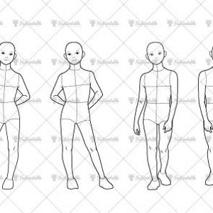 Kids Croquis Template 2 Grils - Etsy