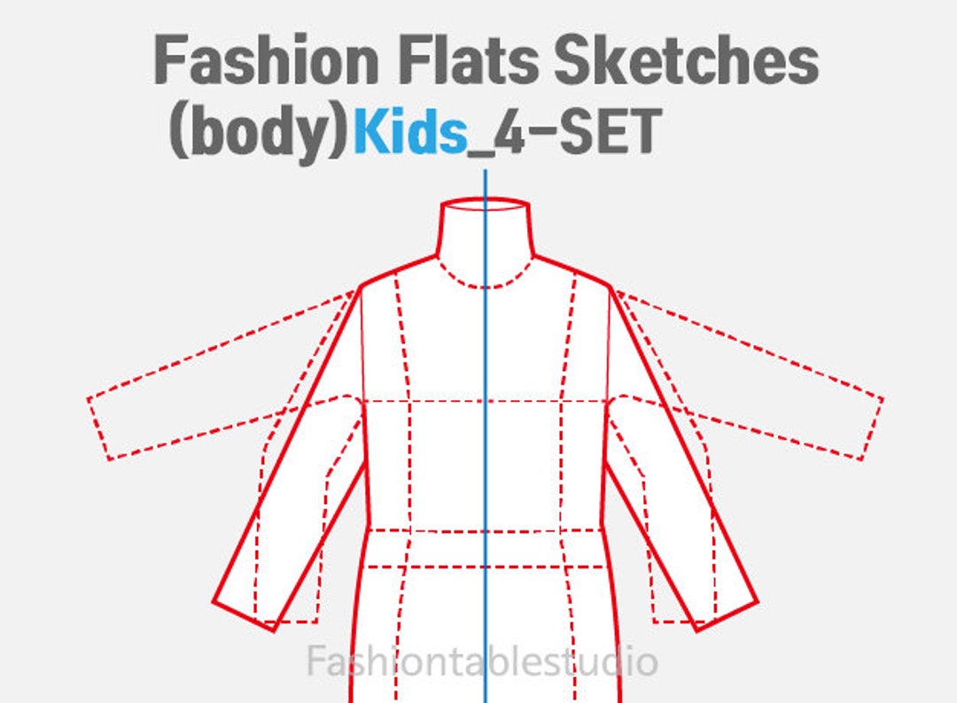 Fashion Flats Templates Kids body - Etsy