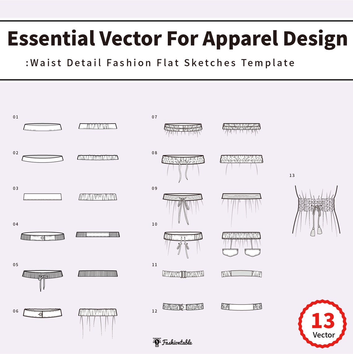 Fashion Template Essential Vector Waist Design Detail - Etsy