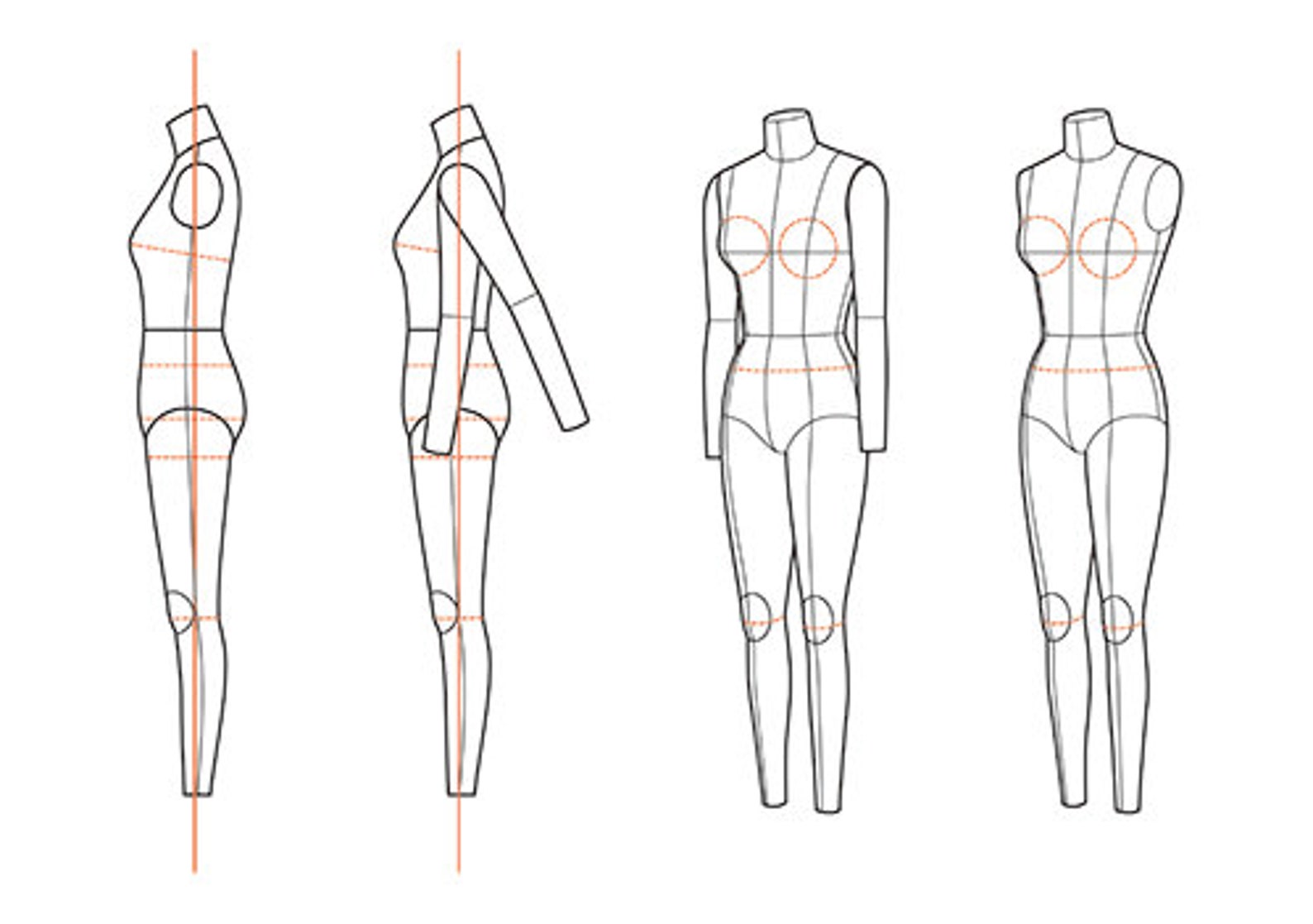 Fashion Flats Templates - Female (body) Technical Drawing Template ...