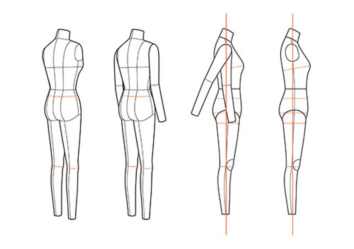 Fashion Flats Templates - Female (body) Technical Drawing Template ...