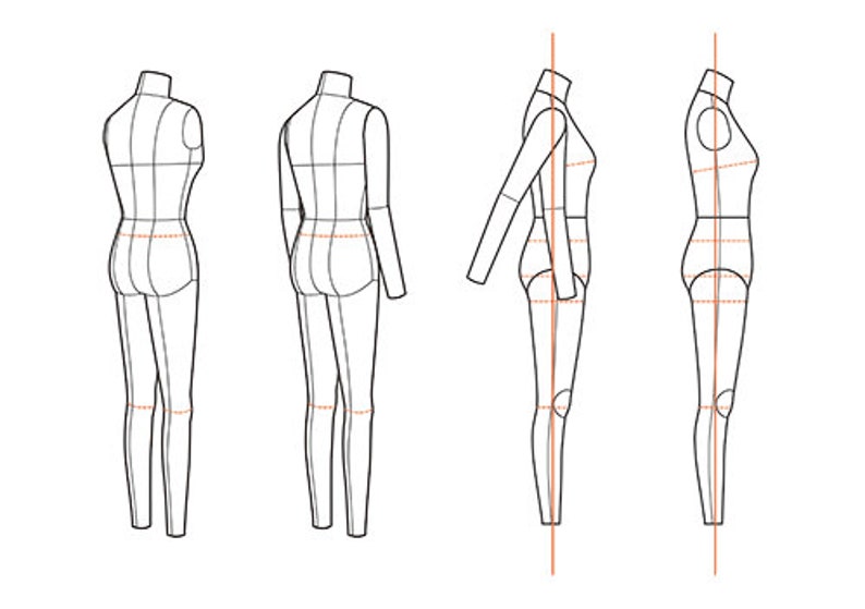 Fashion Flats Templates - Female (body) Technical Drawing Template ...