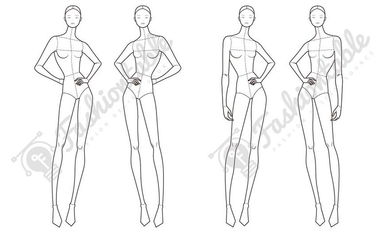 Female Fashion Croquis Template - SET 20 Poses - Etsy