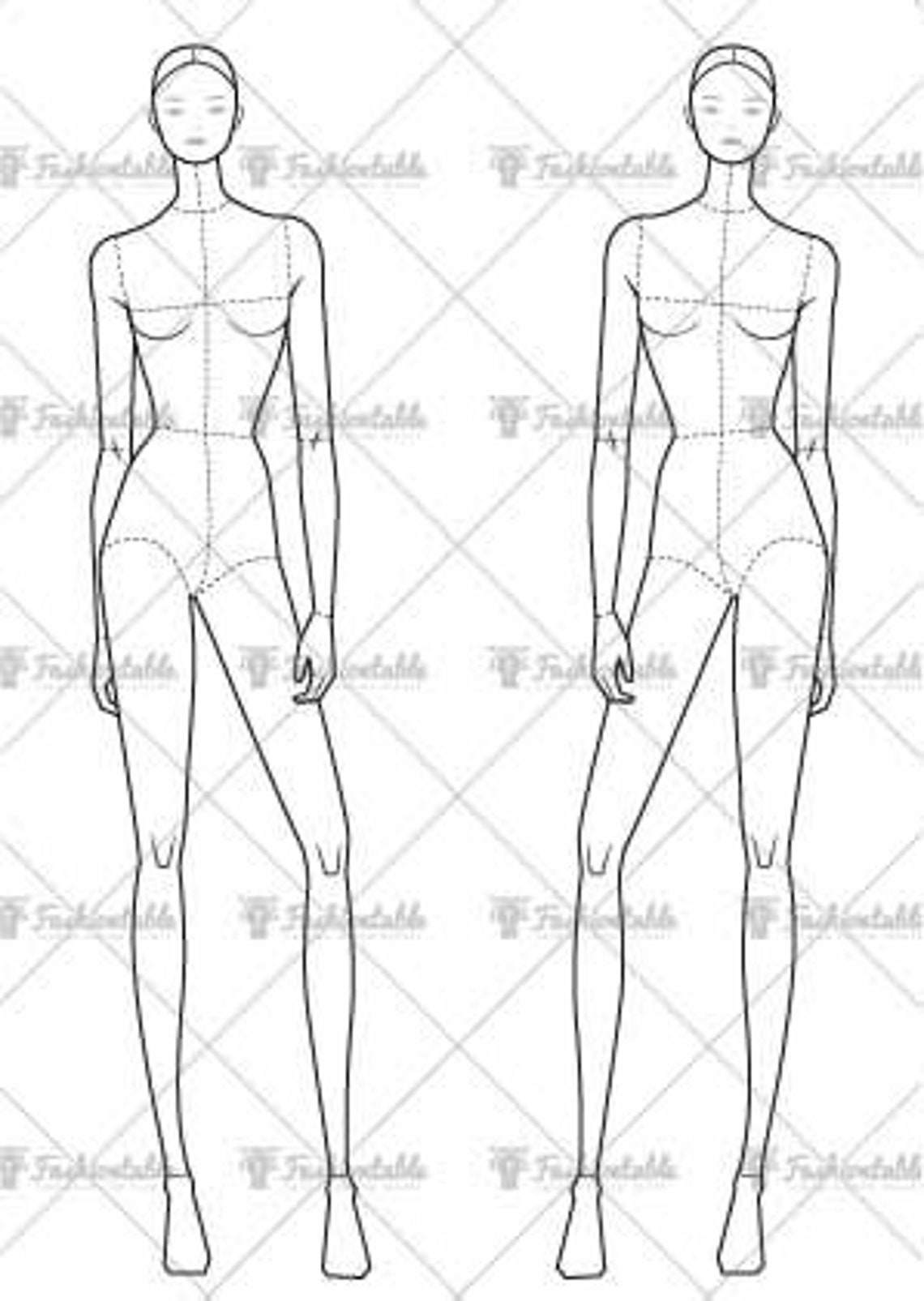 Female Fashion Croquis Template SET 14 Poses - Etsy