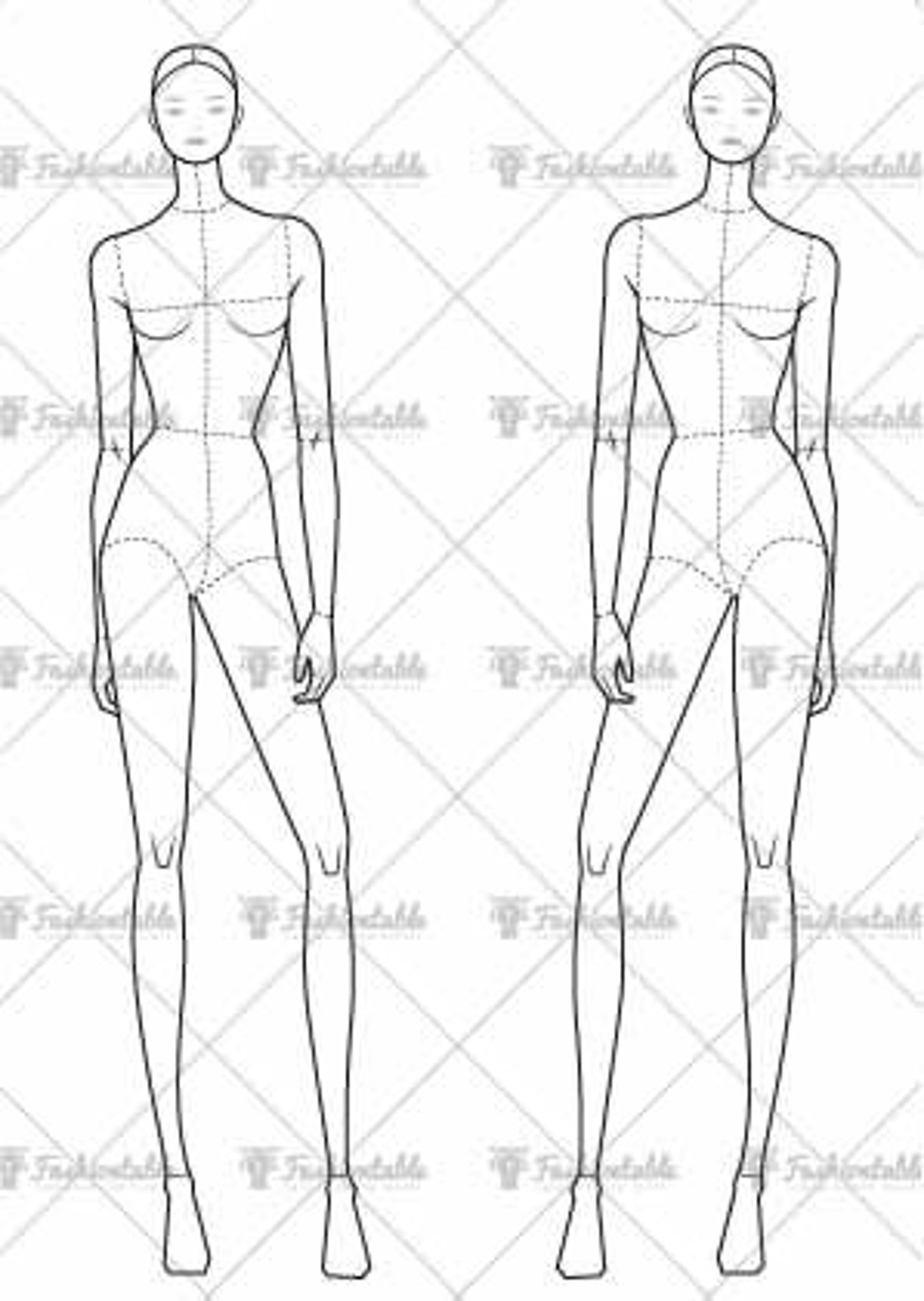 Female Fashion Croquis Template SET 14 Poses - Etsy