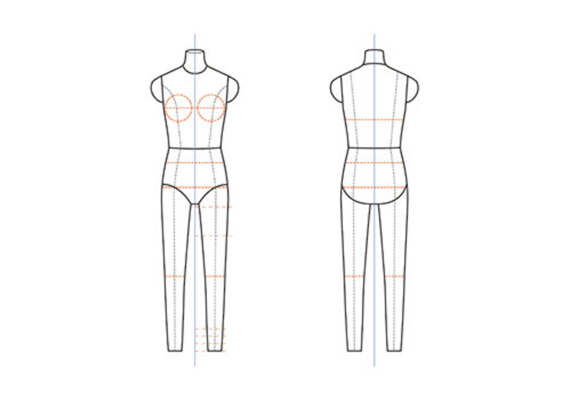 Fashion Flats Templates - Female (body) Technical Drawing Template ...