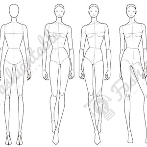 Female Fashion Croquis Template - SET 20 Poses - Etsy