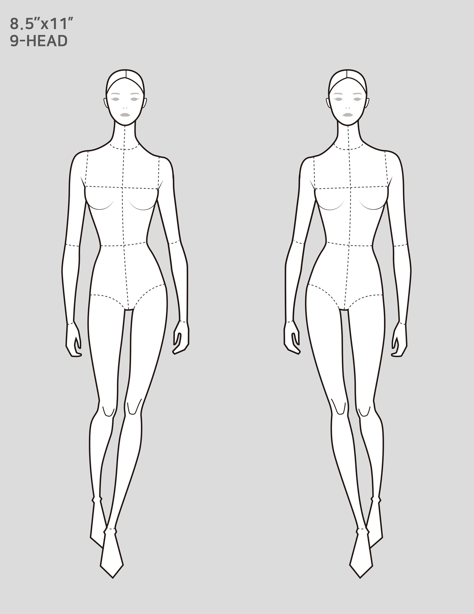 Female Fashion Croquis Template 9 Etsy Female Fashion Croquis Template 9 Etsy