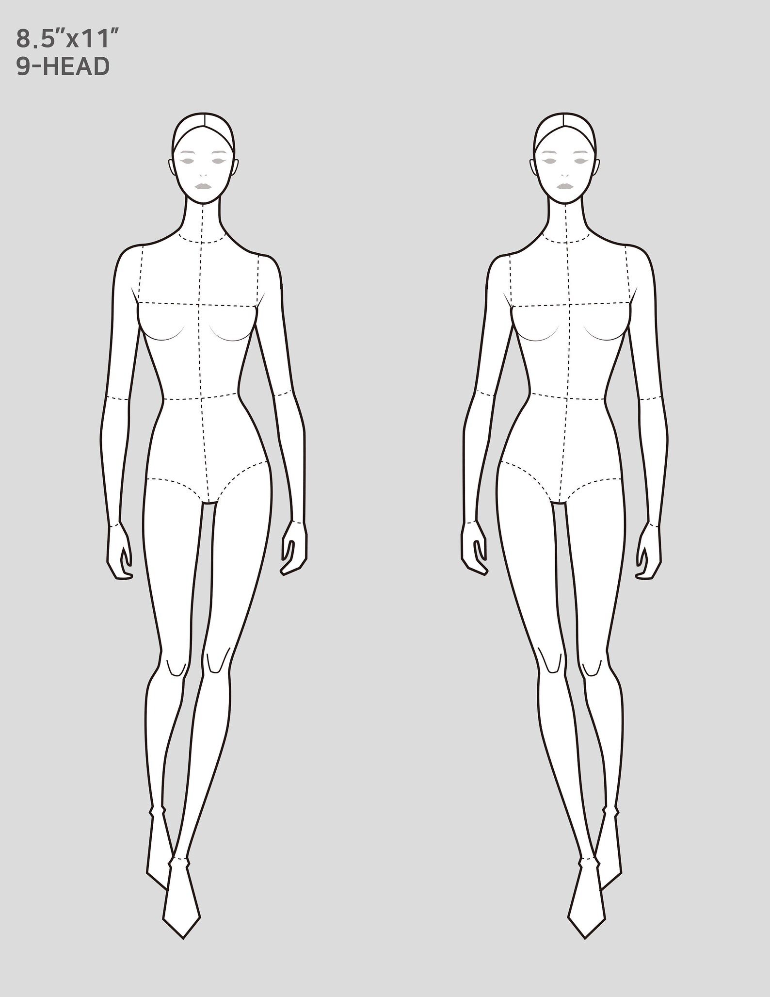 Female Fashion Croquis Template 9 Etsy Female Fashion Croquis Template 9 Etsy