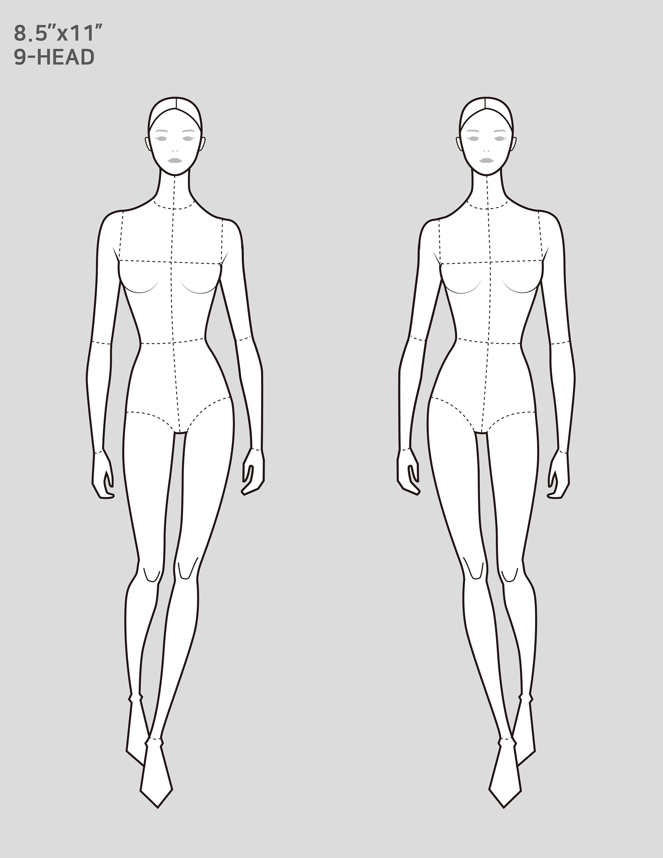 Female Fashion Croquis Template 9 Etsy