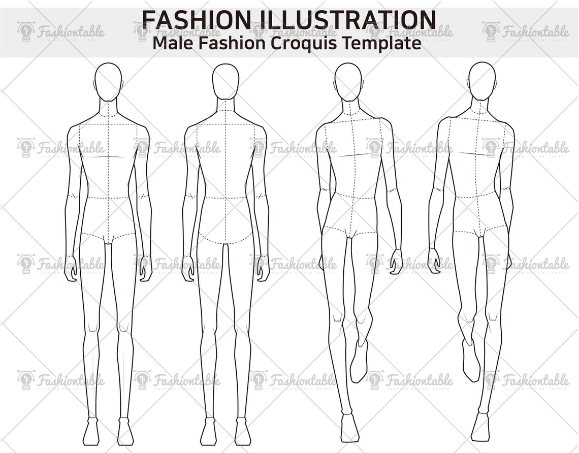 Male Fashion Croquis Template - Etsy