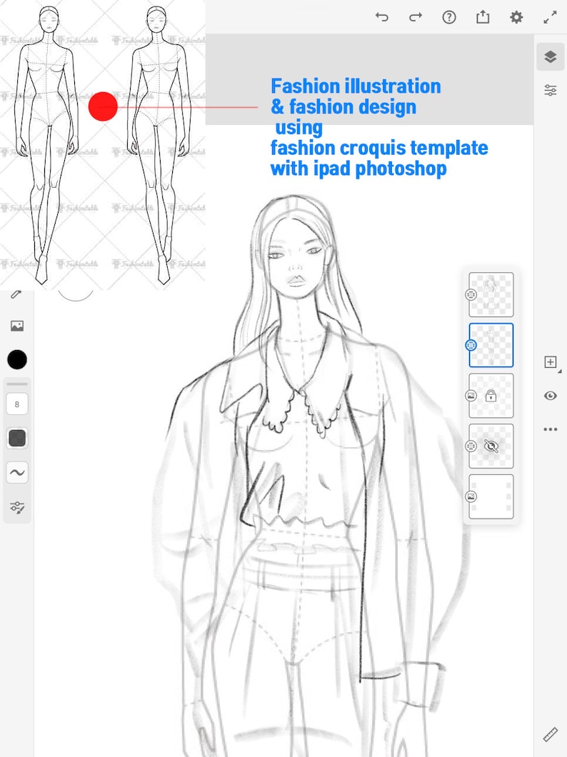 Female Fashion Croquis Template- 10 Head, 8 Pose ,A4 Size & Letter Size ...