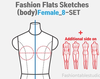 Fashion Flats Body Template FEMALE Fashion Figure Template, Flat Sketch ...