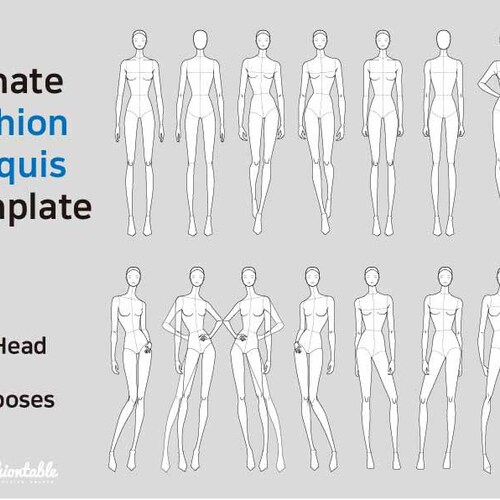 Female Fashion Croquis Template SET 14 Poses - Etsy