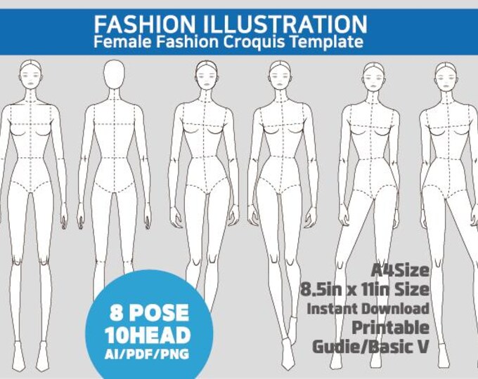 Buy Female Fashion Croquis Template Online in India - Etsy